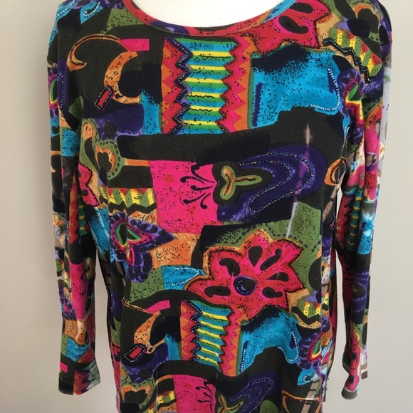 Chico's | Tops | Chicos Vintage Colorful Long Sleeves Tshirt | Poshmark